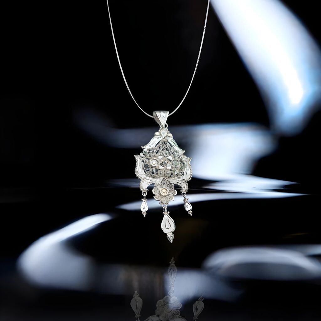 Elegant Sterling Silver Pendant with Floral and Teardrop Charms | The ...